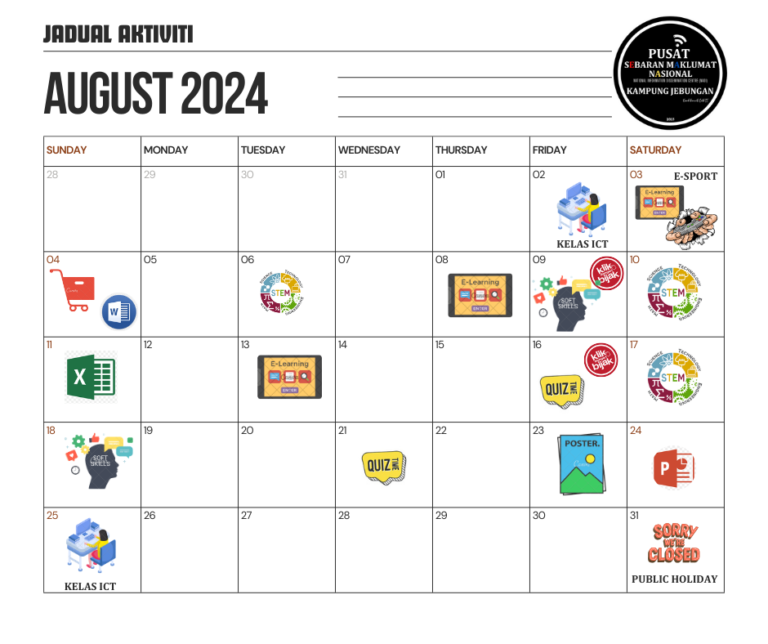Jadual Aktiviti / Program Ogos 2024 – NADI Kg Jebungan